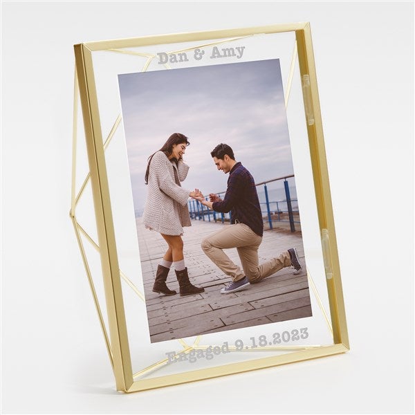 Engraved Gold Prisma Engagement Photo Frame