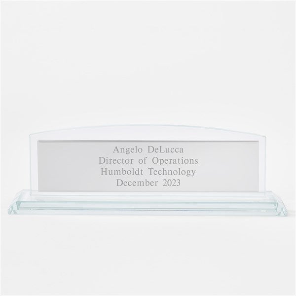 Engraved New Employee Glass and Steel Name Plate