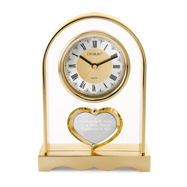 Personalized Gold Arch and Heart Anniversary Clock