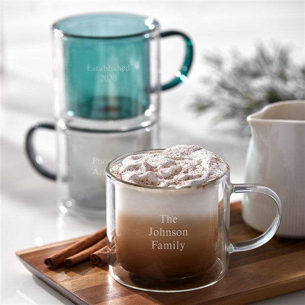 Engraved Double Wall Mug in Grey