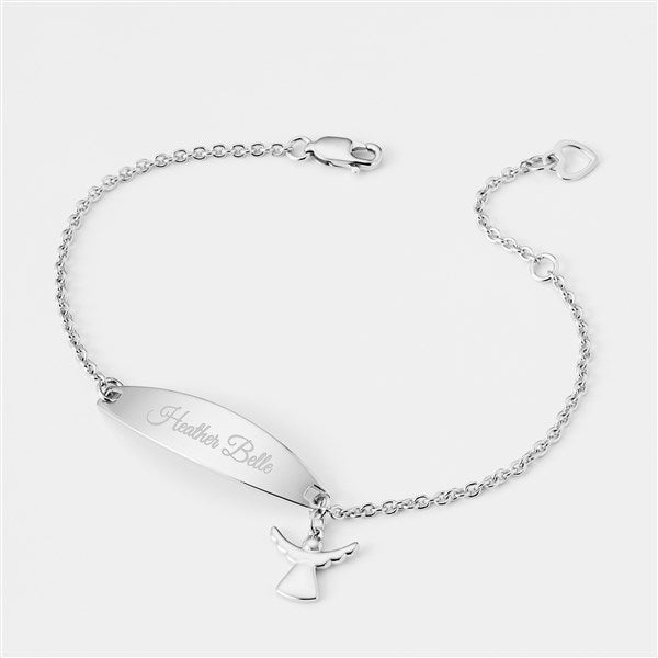 Engraved Sterling Silver Angel ID Bracelet