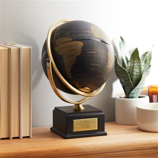 Engraved Recognition Black and Gold Globe Award