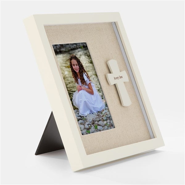 Engraved Wedding Cross Picture Frame