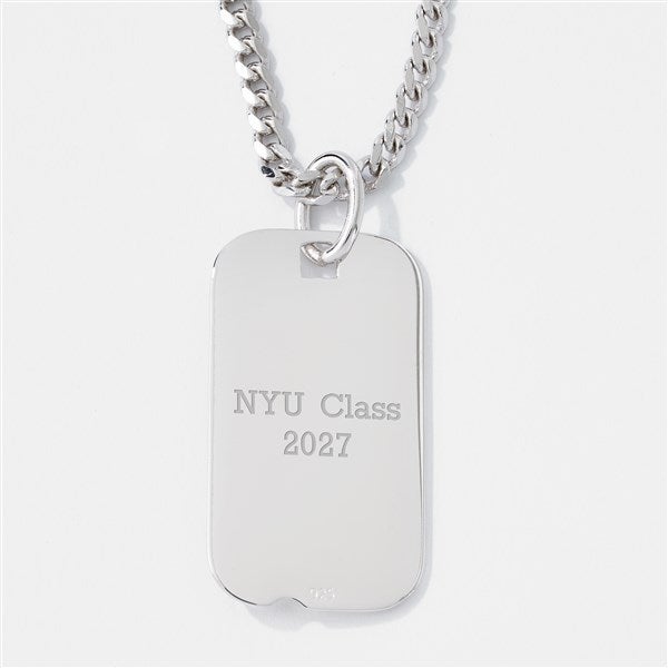 Engraved Sterling Silver Graduation Dog Tag - Vertical