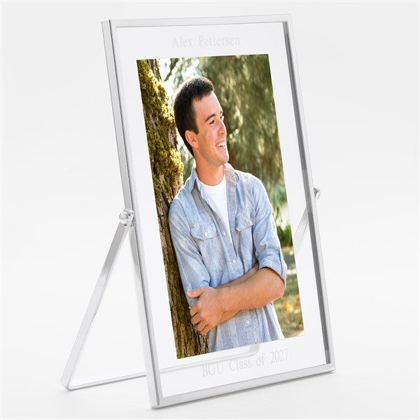 Engraved Graduation Silver Floating 5x7 Picture Frame