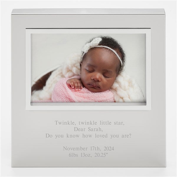Engraved New Baby Silver Uptown 4x6 Picture Frame- Horizontal/Landscape