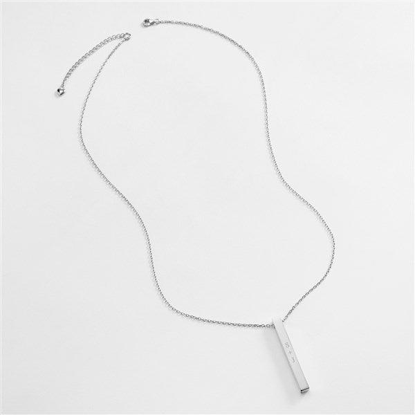 Engraved Wedding Sterling Silver Vertical Cube Necklace