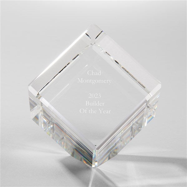 Engraved Recognition Crystal Cube Paperweight