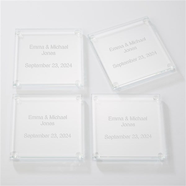 Engraved Couple's Glass Coaster Set