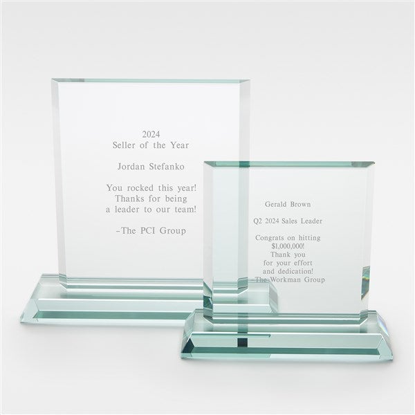 Engraved Retirement Jade Glass Award