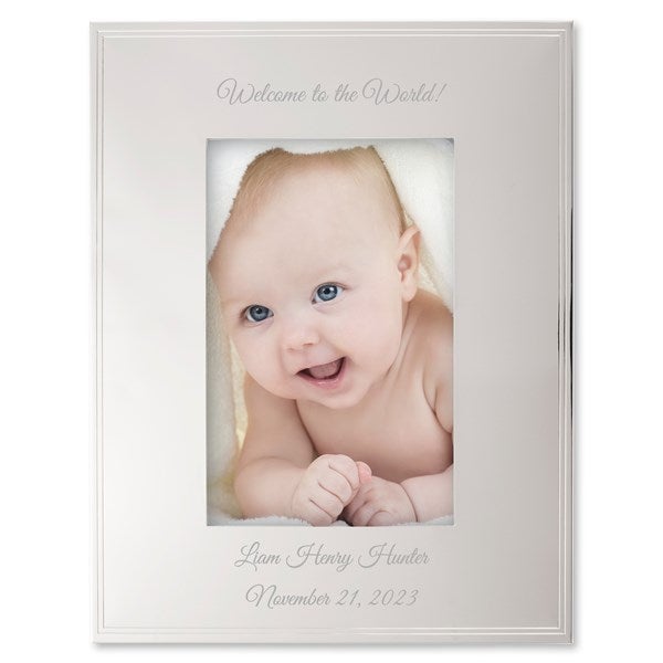 New Baby Personalized Tremont Silver 4x6 Picture Frame
