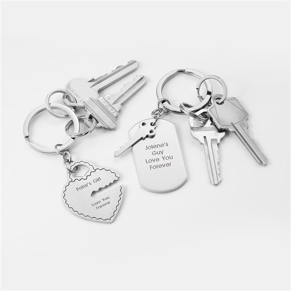 Engraved Key To My Heart Keychain Set