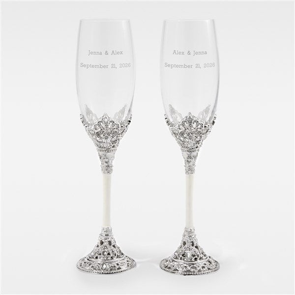 Engraved Wedding Cathedral Flute Set