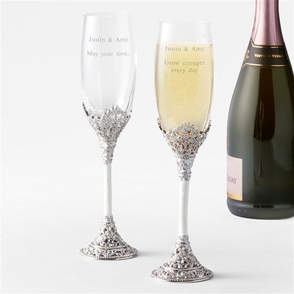 Engraved Wedding Cathedral Flute Set