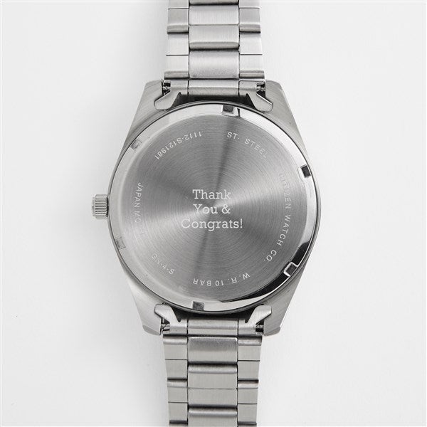 Engraved Citizen Milestone Stainless Steel Quartz Watch
