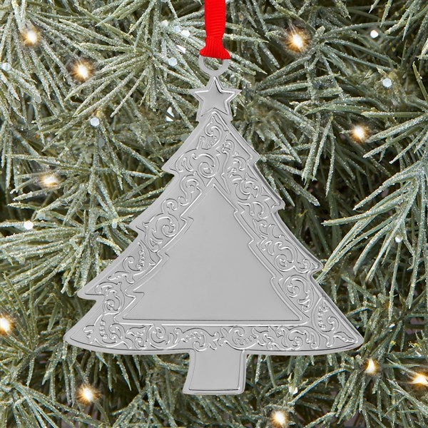 Engraved Silver Tree Scroll Ornament