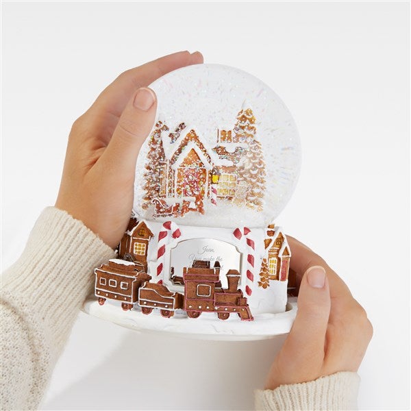 Engraved Large Gingerbread Village and Train Snow Globe