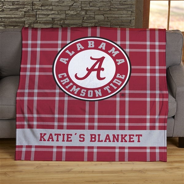 NCAA Alabama Crimson Tide Plaid Personalized Blankets