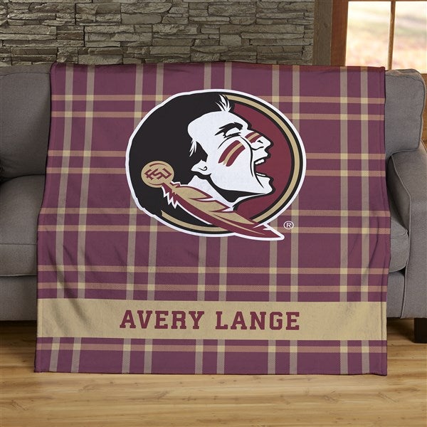 NCAA FSU Seminoles Plaid Personalized Blankets