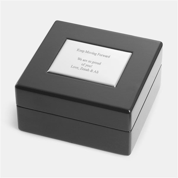 Engraved Gunmetal Skeleton Dial Pocket Watch and Box