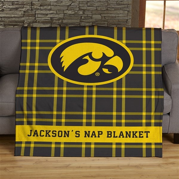 NCAA Iowa Hawkeyes Plaid Personalized Blankets