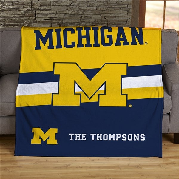 NCAA Stripe Michigan Wolverines Personalized 50x60 Plush Fleece Blanket