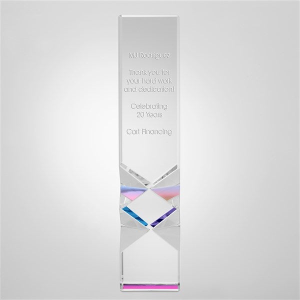 Engraved Diamond Cut Crystal Pillar Recognition Award