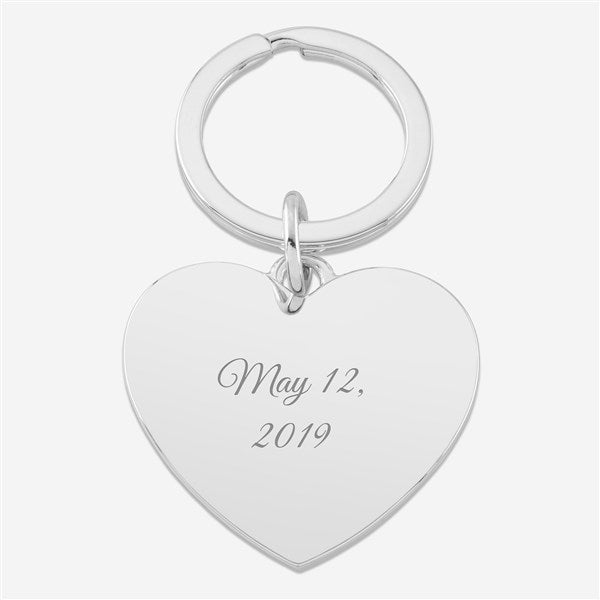 Engraved Classic Silver Heart Keychain