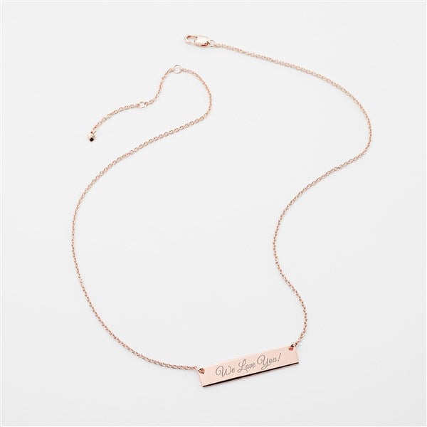 Engraved Rose Gold Bar Necklace