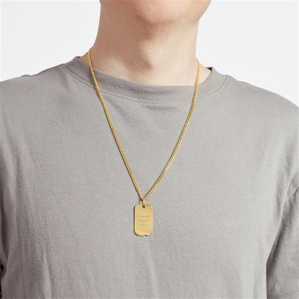 Engraved Gold Dog Tag Necklace