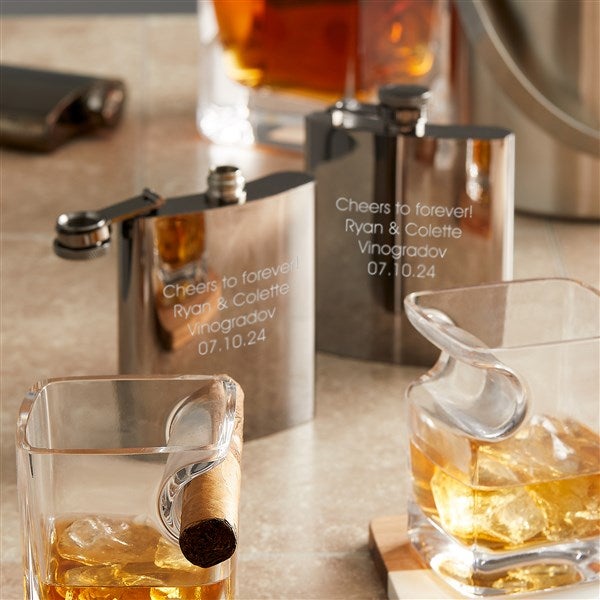 Gunmetal Engraved Flask