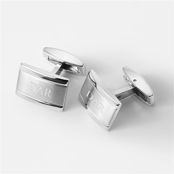 Engraved Steel Cufflinks and Tie Bar Set