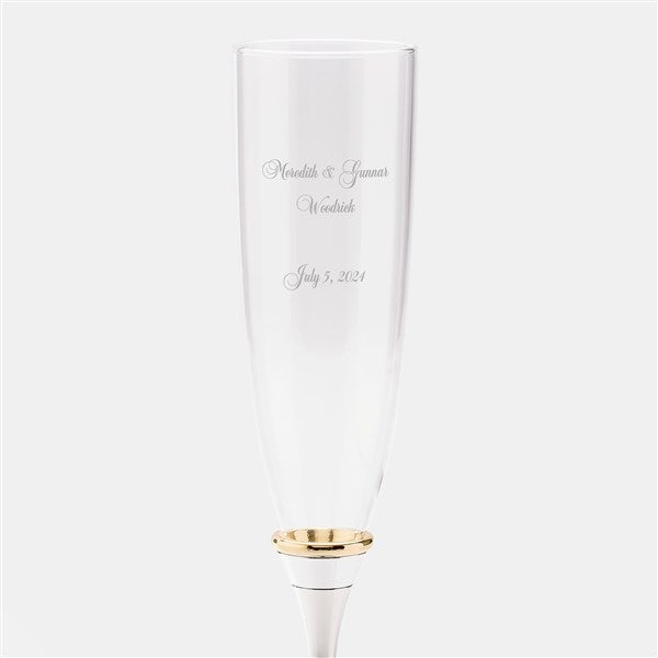 Engraved Thin Gold Band Champagne Flute Set