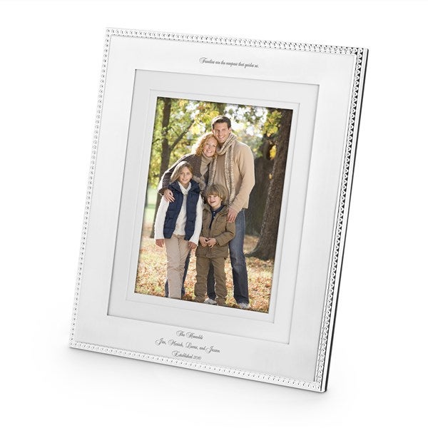 Engraved Silver Beaded 8x10 Picture Frame
