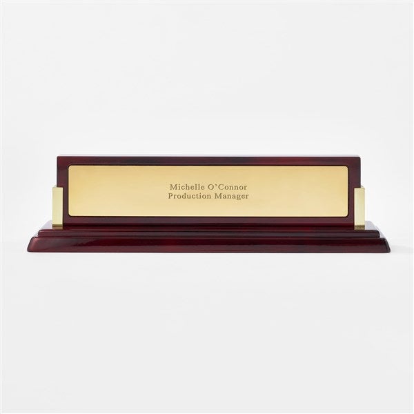 Engraved High Gloss Mahogany and Gold Name Plate