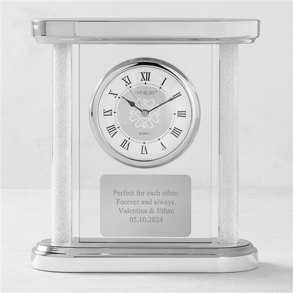 Engraved Silver and Glass Column Clock