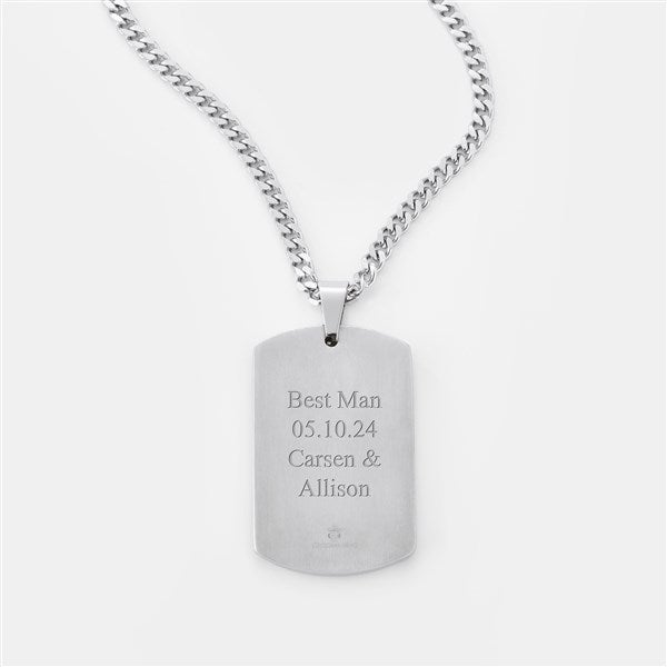 Engraved Stainless Steel and Black Dog Tag for Him-Vertical Text