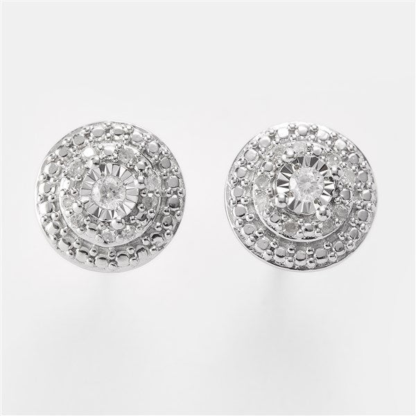 Sterling Silver Diamond Round Earring