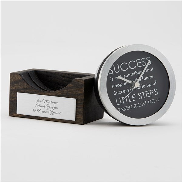 Success Message Engraved Corporate Desk Clock