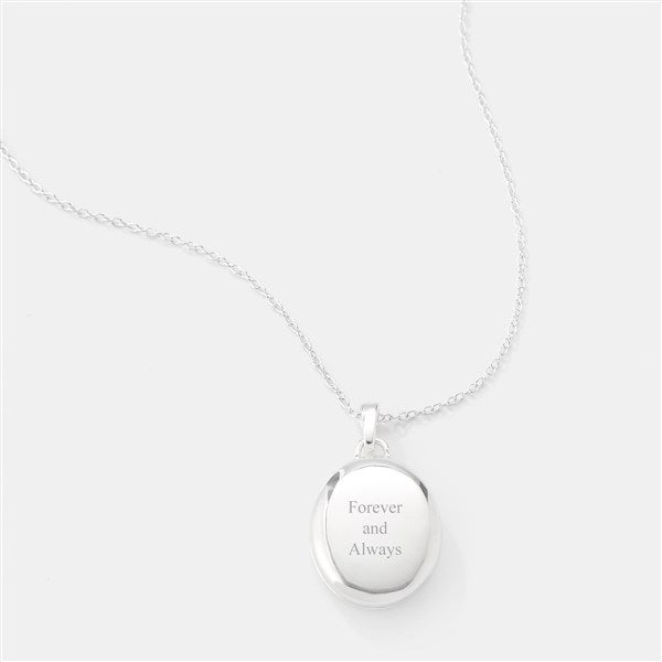 Engraved Sterling Silver Oval Locket with Diamonds Necklace