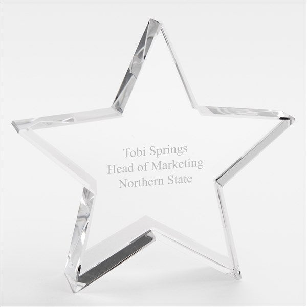 Engraved Crystal Star Paperweight