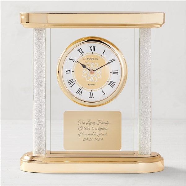 Engraved Gold Glass and Column Clock
