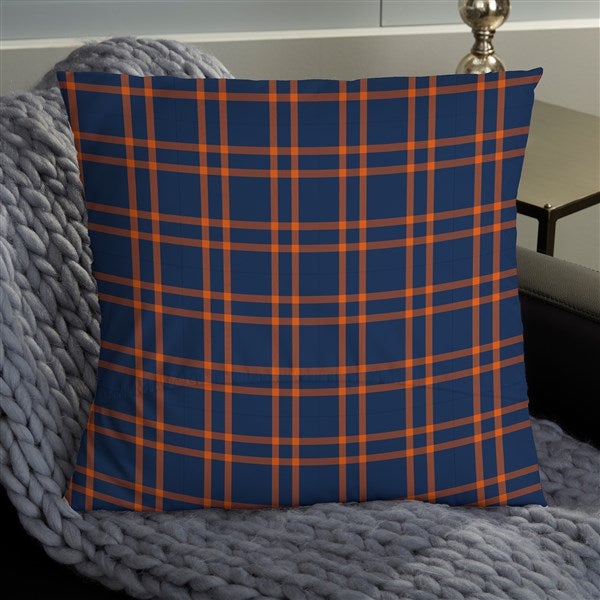 NFL Denver Broncos Plaid Personalized Throw Pillow