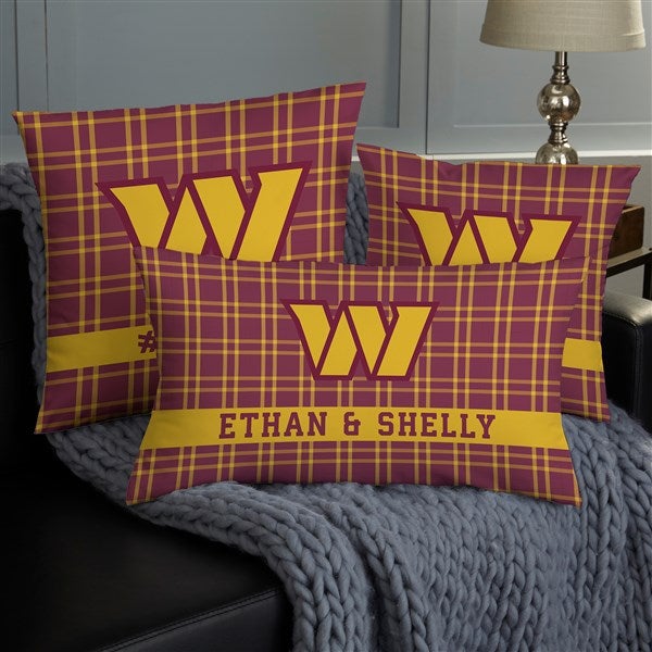 NFL Washington Commanders Plaid Personalized Throw Pillow