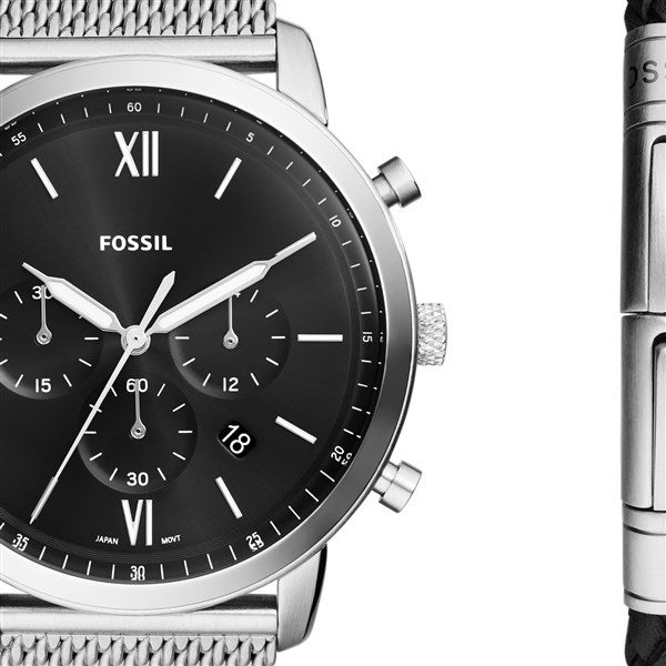 Engraved Fossil Neutra Chronograph and Bracelet Gift Set
