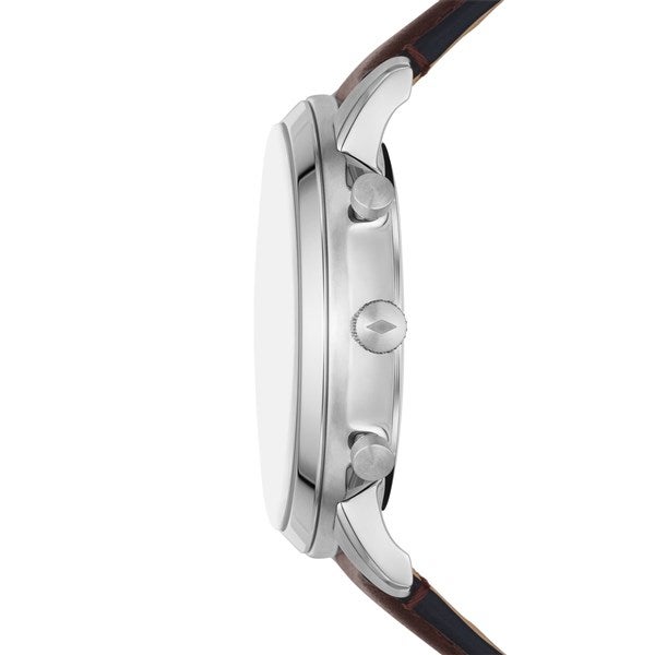 Engraved Fossil Neutra Chronograph Brown Leather and Bracelet Gift Set