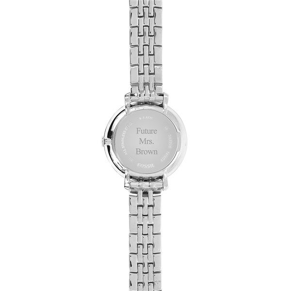 Jacqueline Engraved Women's Fossil Watch - Pave Silver