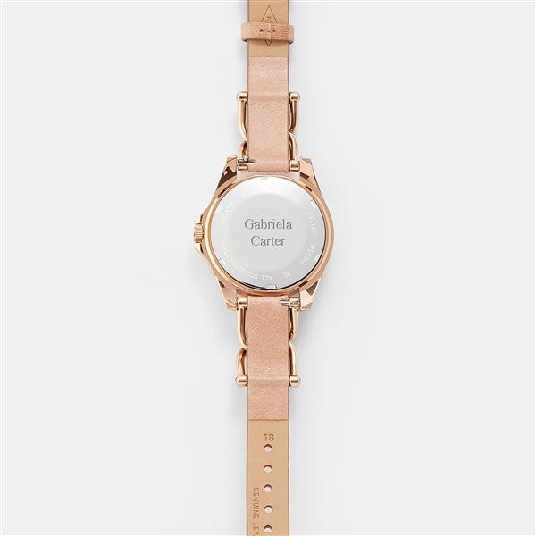 Engraved Fossil Women's Riley Rose Gold Leather Watch