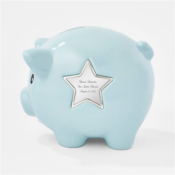 Engraved Ceramic Piggy Bank in Blue