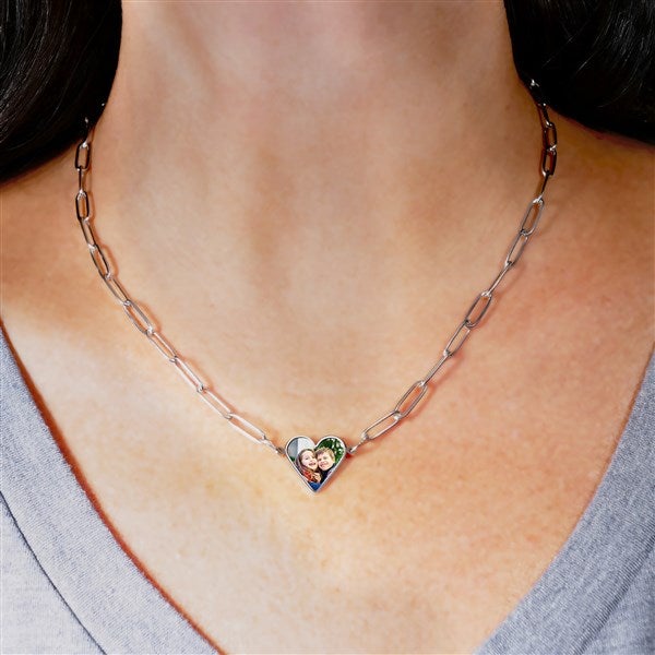 Personalized Photo Heart Chain Necklace
